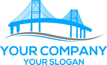 Blue bridge logo design Royalty Free Vector Image