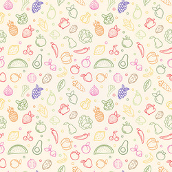 Green food seamless pattern vegetable fruits Vector Image