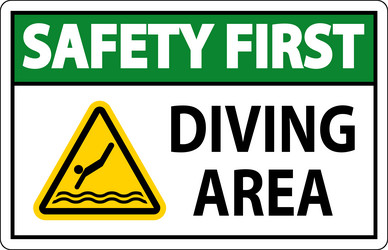 Water safety sign danger - diving area Royalty Free Vector