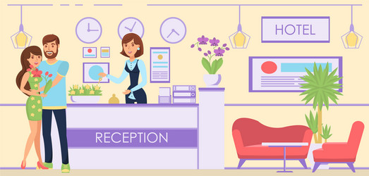 Cartoon hotel visitors guesthouse employees Vector Image