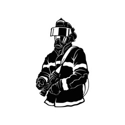 Fireman firefighter stencil black Royalty Free Vector Image