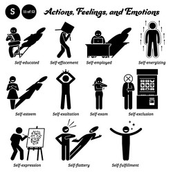 Stick figure human people man action and feelings Vector Image