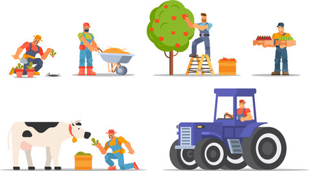 Farmers cartoon seeding Royalty Free Vector Image