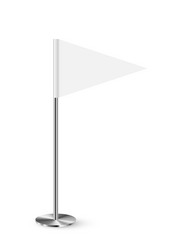 Empty flags of different shapes on 3d metal pole Vector Image