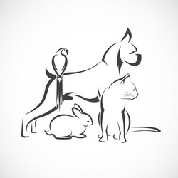 Group pets - dog cat parrot rabbit butterfly Vector Image