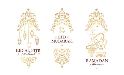 Eid al-fitr mubarak card Royalty Free Vector Image
