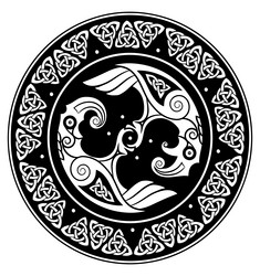 Viking ehwaz rune dark circle shield Royalty Free Vector