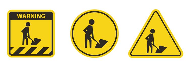 Caution men at work symbol sign isolate on white Vector Image