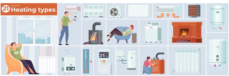 Heating system collage Royalty Free Vector Image