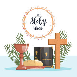 Holy week the glorious cross with white cloth Vector Image