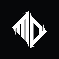 Md logo monogram shield sharp half round shape Vector Image