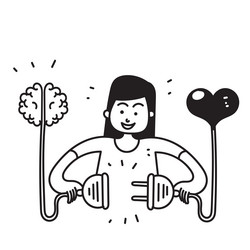 Hand drawn doodle connect wire balance between Vector Image
