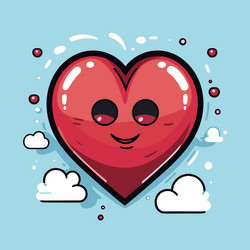 Heart hand-drawn comic heart doodle style cartoon Vector Image