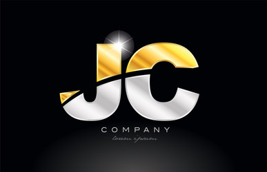 Alphabet letter jc j c gold golden metal metallic Vector Image