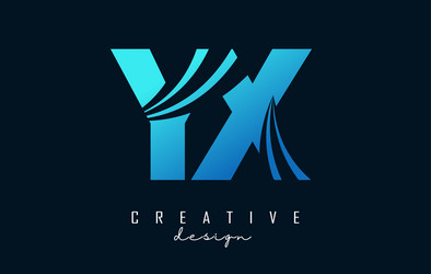 Creative white letters yx y x logo with leading Vector Image
