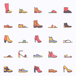 Shoes outline icons Royalty Free Vector Image - VectorStock