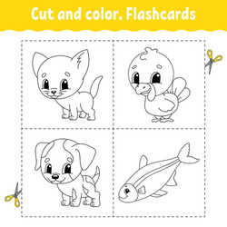 Cut and color flashcard set coloring book Vector Image
