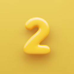 3d purple number 2 with a glossy surface Vector Image