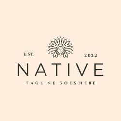 American native line art logo symbol design Vector Image