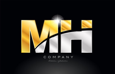 Gold golden mh combination alphabet bold letter Vector Image