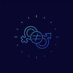 Sexism social problem neon glow icon Royalty Free Vector