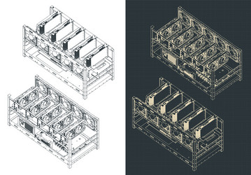Mining farm drawings Royalty Free Vector Image