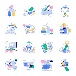 Set of web development doodle mini Royalty Free Vector Image