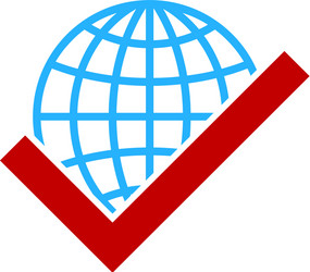 Globe check mark icon in flat style world Vector Image