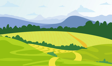 Green Hill Landscape with River Royalty Free Vector Image