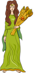 Cartoon greek god demeter with plant harvest Vector Image