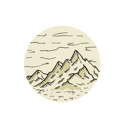Mountains in engraving style nature landscape Vector Image