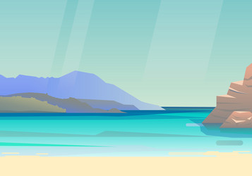 Ocean coast with rock Royalty Free Vector Image