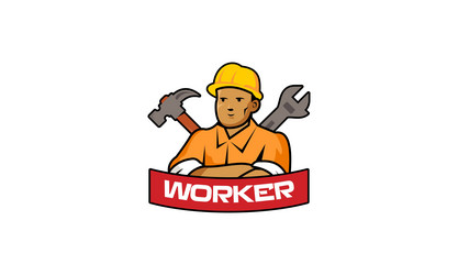 Service worker mascot logo Royalty Free Vector Image