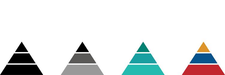 Three level pyramid black icons set divided Vector Image