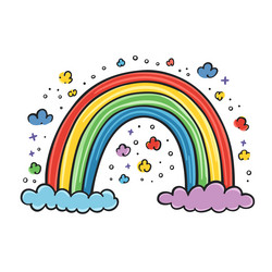 Rainbow hand-drawn comic rainbow doodle style Vector Image