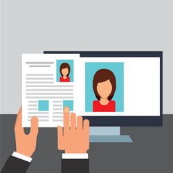 Human resource interview icon Royalty Free Vector Image