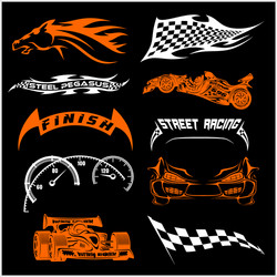 Racing emblem template with crossed pistons Vector Image