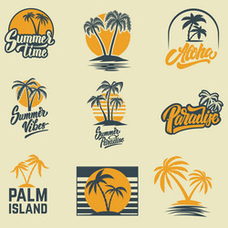 Set of palm tree design element for logo label Vector Image
