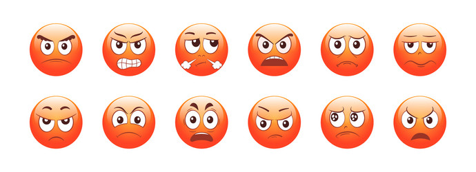 Angry red smiley emoticon Royalty Free Vector Image