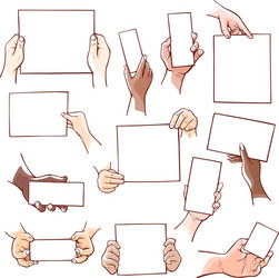 Two dark-skinned hands holding white sheet Vector Image