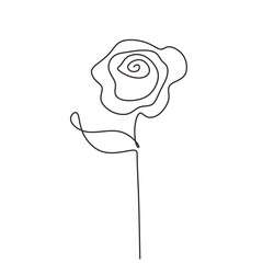 Rose one line drawing continuous flower Royalty Free Vector