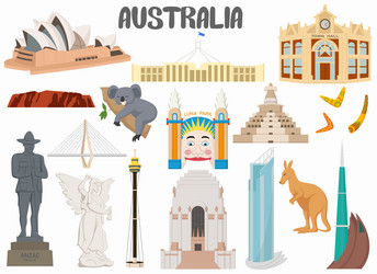 Set of australia famous landmarks Royalty Free Vector Image