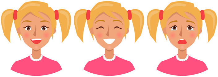Set of positive and negative face expressions Vector Image