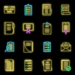 Standard icons set flat iso certified Royalty Free Vector