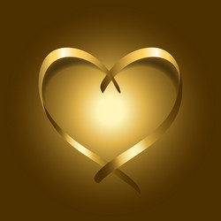 Gold heart ribbon red 1 Royalty Free Vector Image
