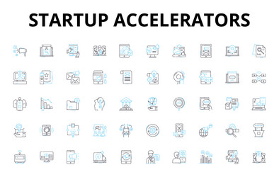 Startup accelerators linear icons set incubator Vector Image