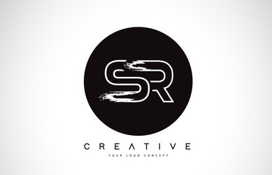 Sr letter design with brush stroke and modern 3d Vector Image