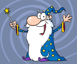 Wizard boy waving with magic wand collection Vector Image