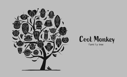 Monkey family tree sketch for your design Vector Image