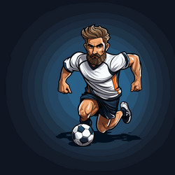 Soccer player hand-drawn comic football Royalty Free Vector
